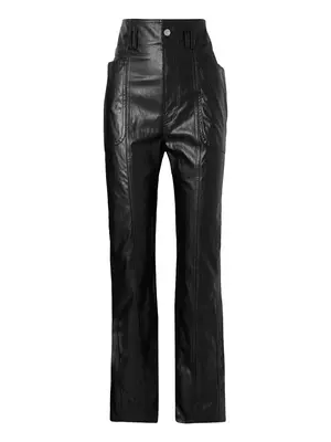 MARANT ETOILE Tessini Faux Leather Tapered Pants - Black