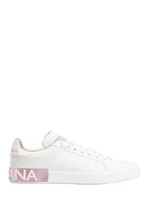 Dolce & Gabbana Portofino Bicolor Logo Low-top Sneakers - White/pink