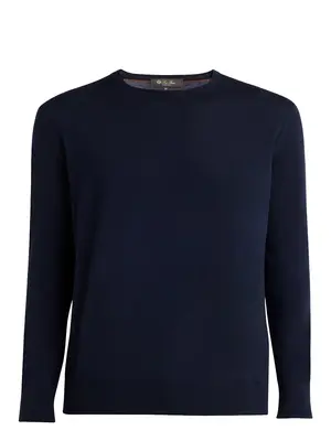 Loro Piana Girocollo Wool Crewneck Sweater - Total Eclipse