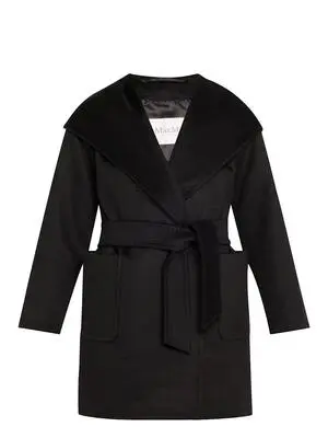 Max Mara Rialto Hair Belted Coat - Black