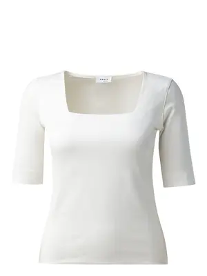 Akris Cotton Square-neck Tee - Off White