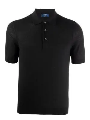 BARBA NAPOLI Short-sleeve Silk Polo Shirt - Black