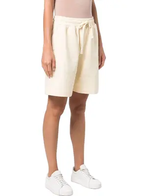 Nanushka Embroidered Logo Organic Cotton Shorts - Neutrals