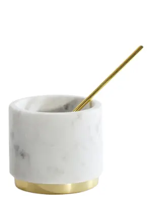 HAWKINS NEW YORK Marble And Brass Sugar Pinch Pot - White