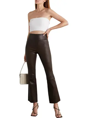 Sprwmn Leather Flared Pants Brown