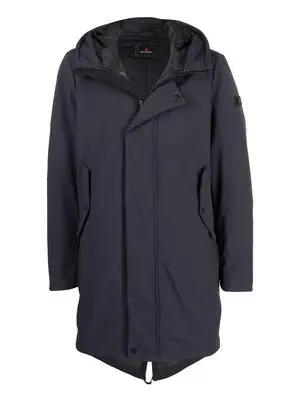 Peuterey Logo Patch Hooded Coat - Blue