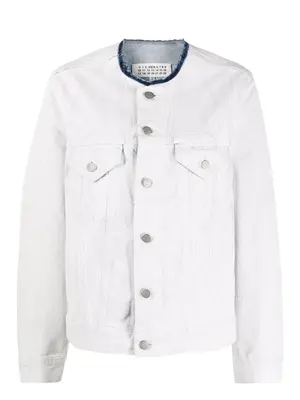 MAISON MARGIELA Collarless Denim Jacket - White