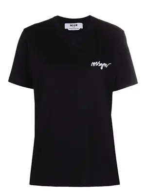 MSGM Chest-logo Crewneck T-shirt - Black