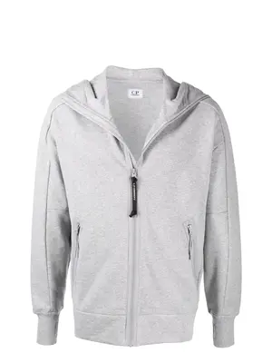 C.P. COMPANY Raised Fleece Zip-up Hoodie - Grey