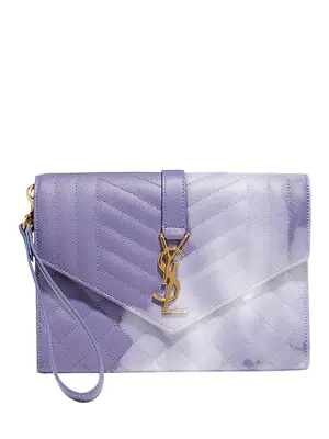 Saint Laurent Envelope YSL Clutch Bag Dark Wi