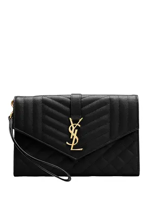 Saint Laurent Envelope YSL Clutch Bag Nero