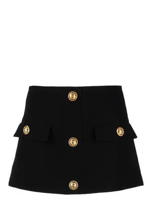 BALMAIN A-Line Mini Skirt With Gold-Tone Buttons