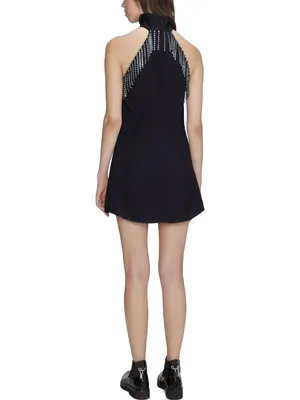 CHRISTOPHER KANE Crystal-trim Halterneck Dress - Blue
