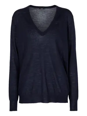JOSEPH Cashair Cashmere V-neck Sweater - Blue