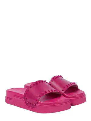 CHRISTIAN LOUBOUTIN Pool Studded Slides - Pink