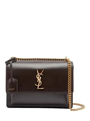 Saint Laurent Sunset Medium Leather Shoulder Bag Brown