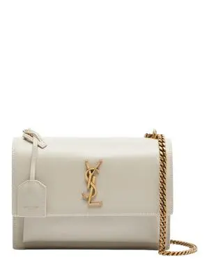 Saint Laurent Sunset Medium Leather Shoulder Bag - White