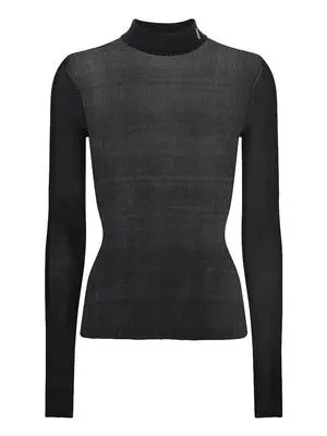 Saint Laurent Monogram Silk Mockneck Top - Black