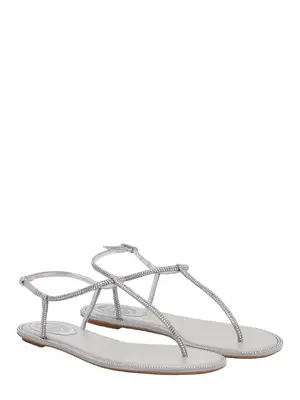 Rene Caovilla Diana Embellished Thong Sandals Grey