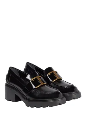 TOD'S Leather Platform Loafers - Black
