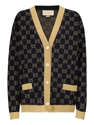 Gucci Cotton-blend Lamé Cardigan - Blue