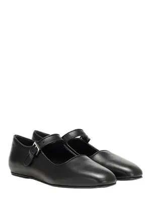 THE ROW Ava Leather Ballet Flats - Black
