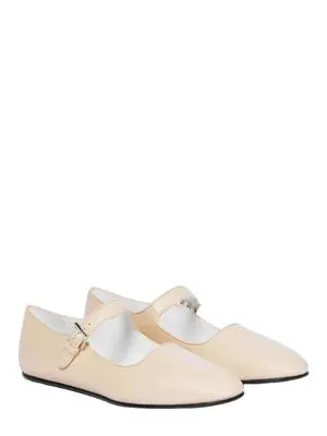 THE ROW Ava Leather Ballet Flats - White