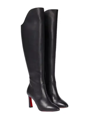 CHRISTIAN LOUBOUTIN Eleonor Botta 85 Leather Knee-high Boots - Black