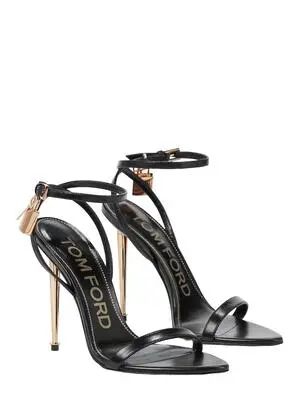 TOM FORD Padlock Leather Stiletto Sandals - Black