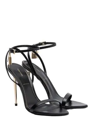 TOM FORD Padlock Leather Stiletto Sandals - Black