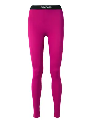TOM FORD Jacquard-trimmed Stretch-jersey Leggings Pink