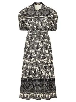 Brock Collection Teodosia Pleated Printed Shirt Dress - White