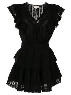 LoveShackFancy Gwen Ruffle Mini Dress - Black