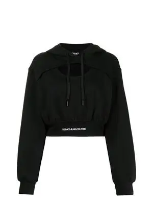 Versace Logo-waistband Cut-out Hoodie - Black
