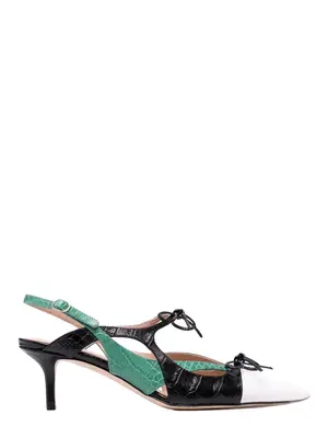 SCAROSSO Scarosso Crush Crocodile-Embossed Pumps Green