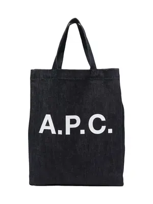A.p.c. Logo-print Denim Tote - Blue
