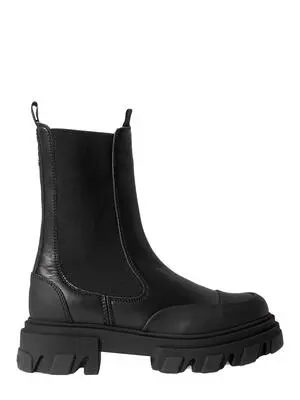 GANNI Net Sustain Paneled Recycled-leather Chelsea Boots - Black