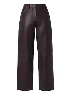 Theory Leather Straight-leg Pants - Brown