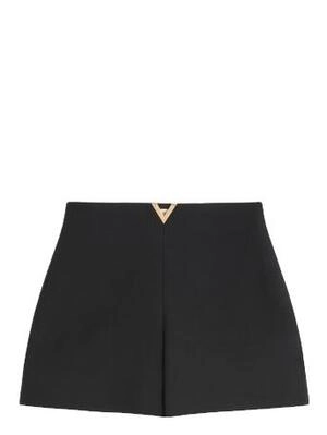 Valentino Garavani Crepe Couture Shorts With V Gold Detail - Black