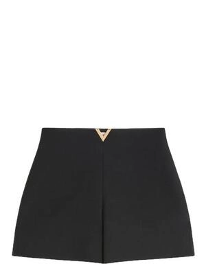 Valentino Garavani Crepe Couture Shorts With V Gold Detail - Black