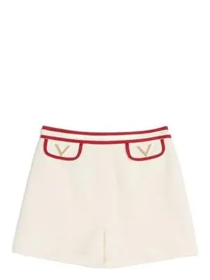 VALENTINO Valentino Crepe Couture Shorts With V Gold Detail