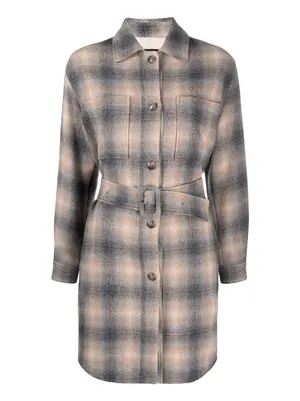 SEVENTY Seventy Check Belted Coat