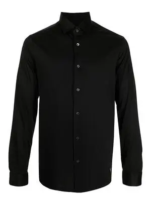 Emporio Armani Lyocell-blend Button-up Shirt - Black