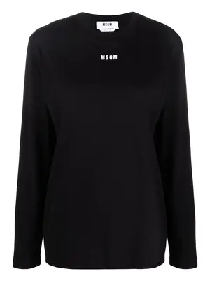 MSGM Logo-print Long-sleeve T-shirt - Black
