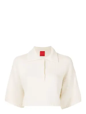 Cashmere In Love Demi Cropped Polo Shirt - White