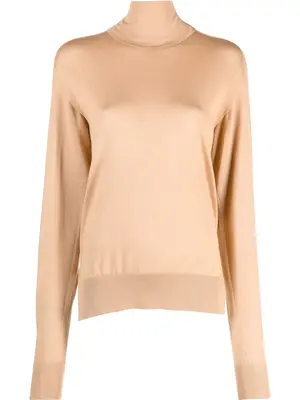 JIL SANDER Roll-neck Fine-knit Jumper - Neutrals
