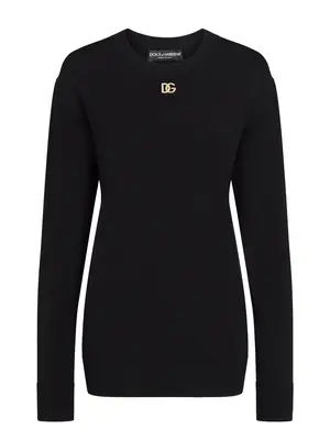 Dolce & Gabbana Logo-appliqué Long-sleeve Sweatshirt - Black