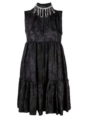 Philipp Plein New Baroque Crystal-neck Midi Dress - Black