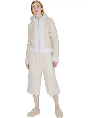 Rosetta Getty Reversible Hooded Zip-up Shearling Jacket - White