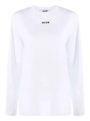 MSGM Logo-print Long-sleeve T-shirt - White